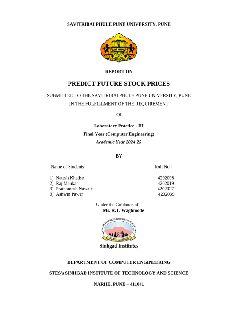Predict Stock Prices with ML | PDF | Prediction | Computers