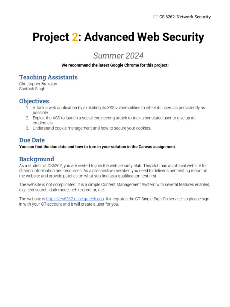 Project 2 - Advanced - Web - Security - Summer - 2024 | PDF