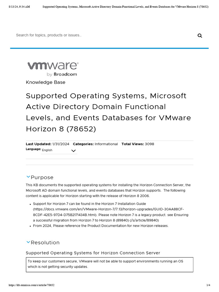 Supported Operating Systems, Microsoft Active Directory Domain ...