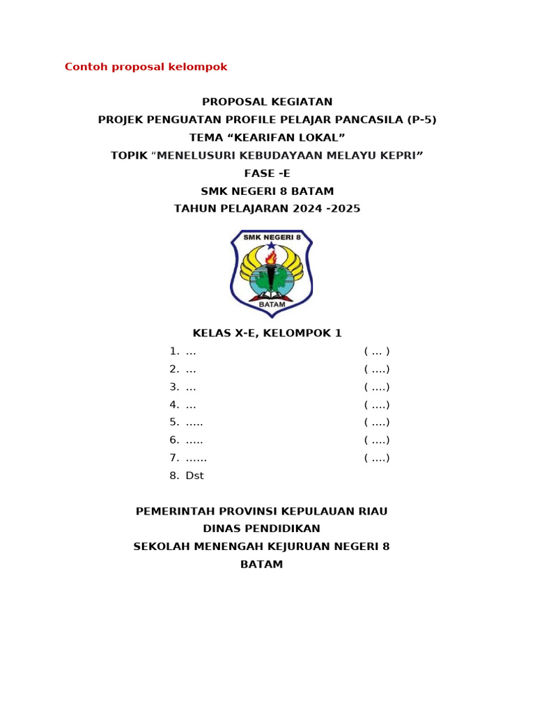 Contoh Proposal P5 Kelompok | PDF | Seni | Komputer
