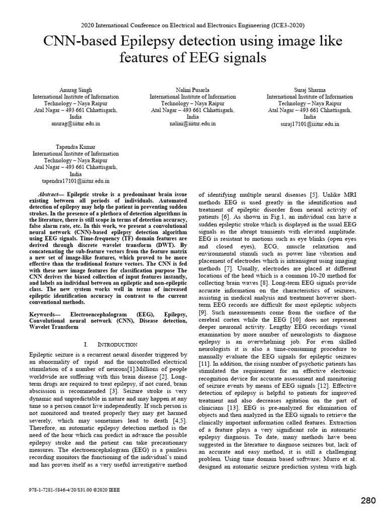 1.CNN-based Epilepsy Detection Using Image Like Features of EEG Signals | PDF