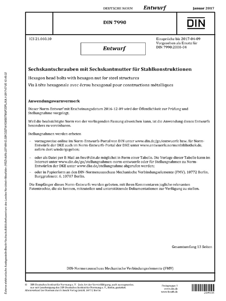 Din 7990 (2017-01-00) | PDF