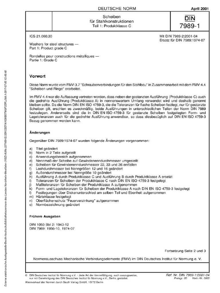 （高清正版） DIN 7989-1 (2001-04-00) | PDF