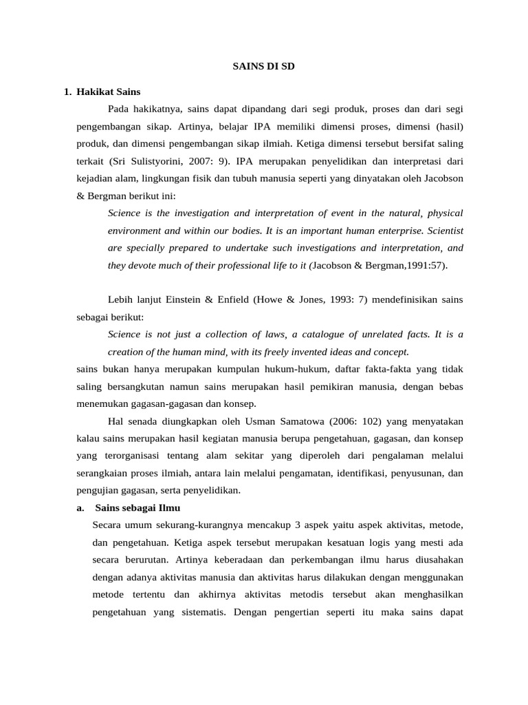 Pengembangan Pendidikan SAINS SD | PDF