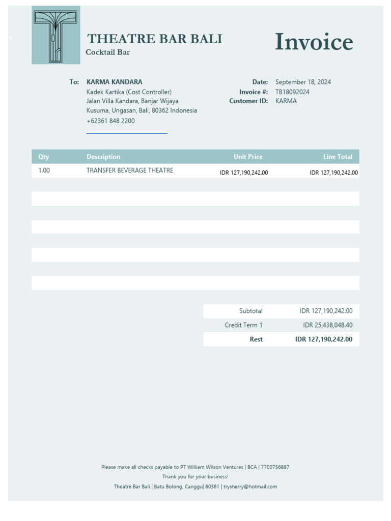 Invoice Karma Kandara | PDF