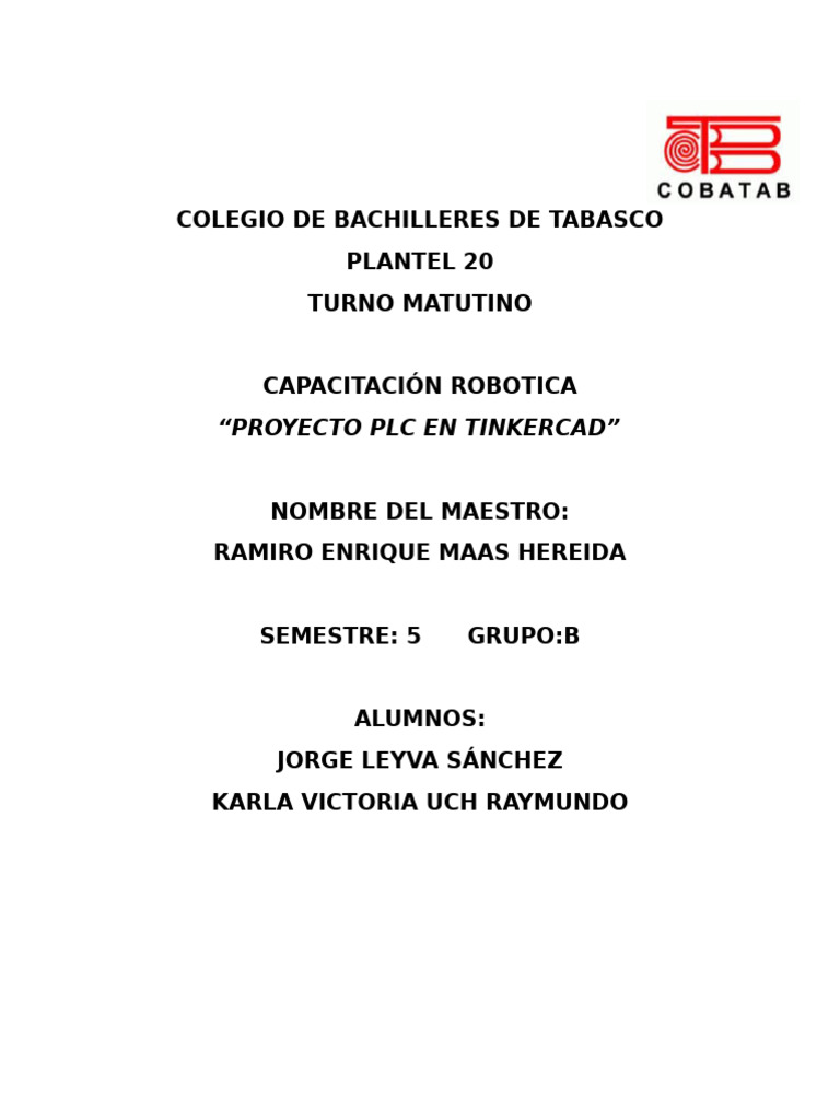 Proyecto PLC en Tinkercad | PDF