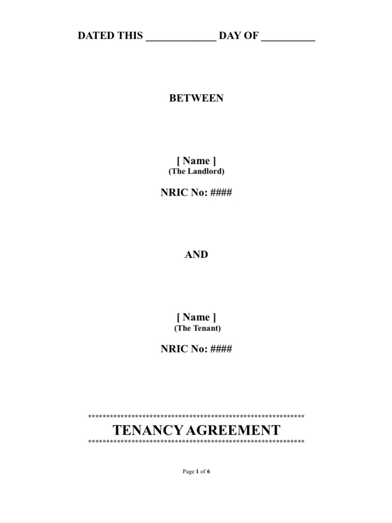 Tenancy Agreement - SAMPLE | PDF | Leasehold Estate | Landlord