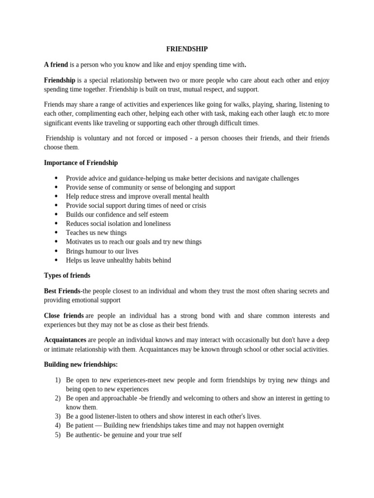 FRIENDSHIP INTRO | PDF