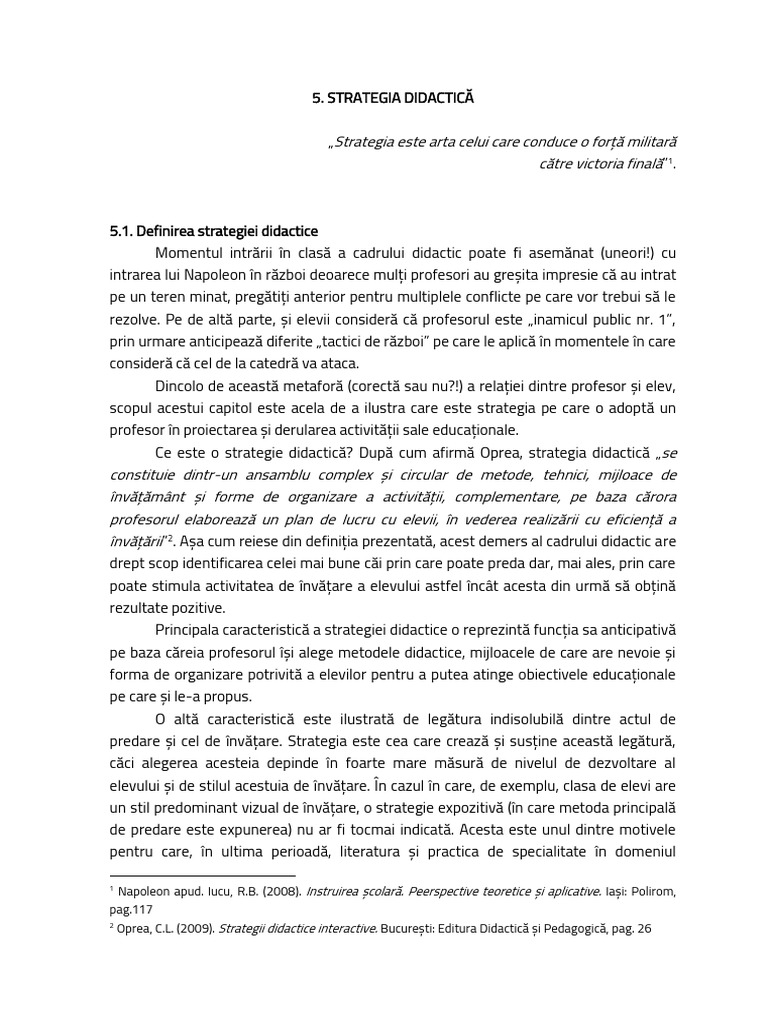 Capitolul 5 - Strategia Didactica | PDF