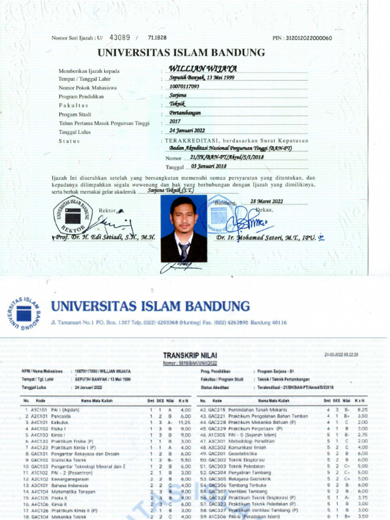Ijazah & Transkip Nilai | PDF