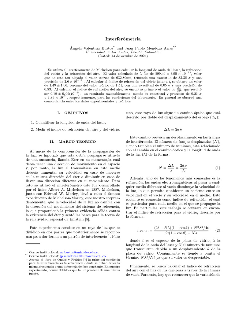 Informe Interferometría | PDF