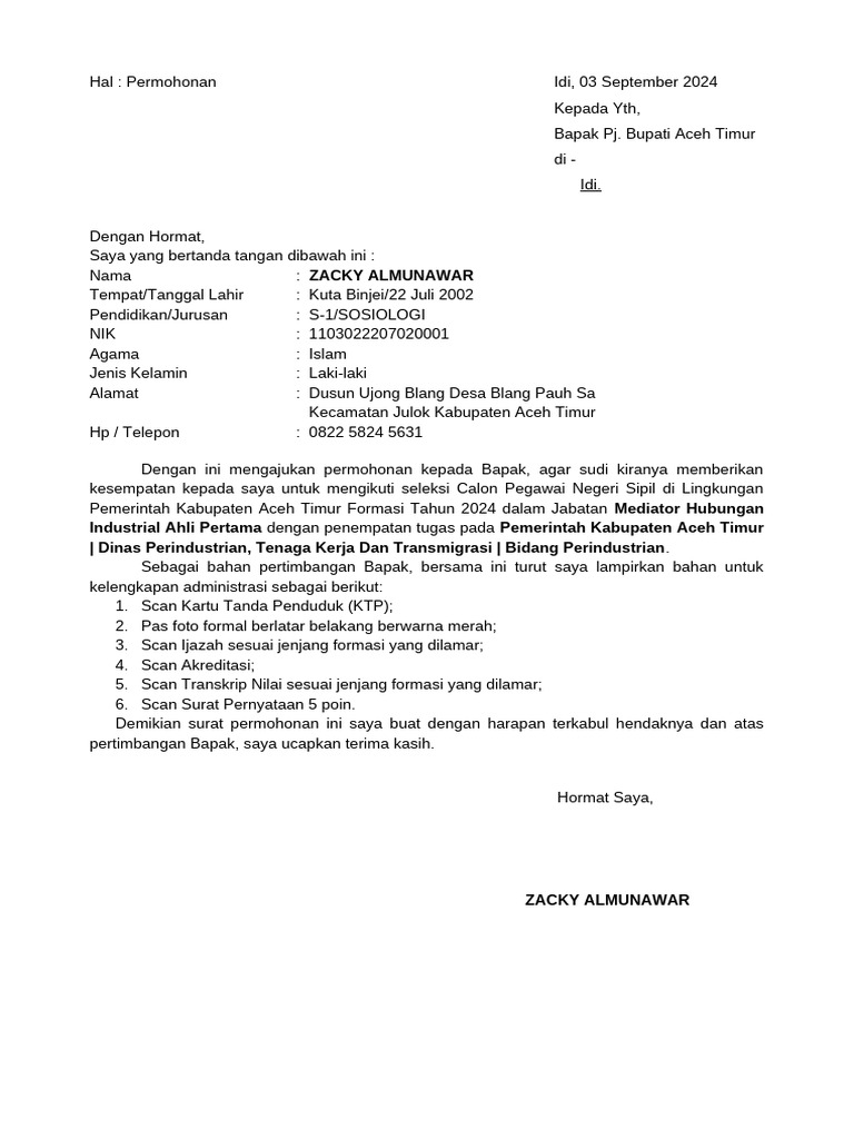 Surat Lamaran | PDF
