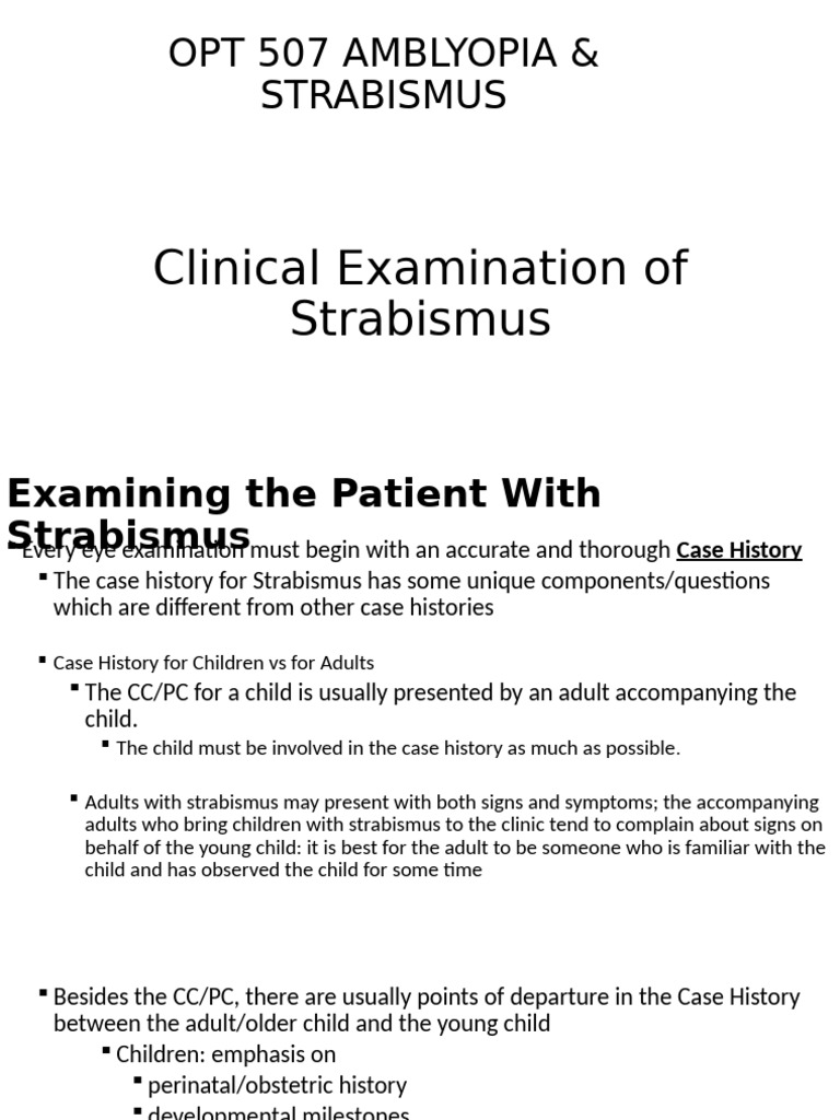 Clinical Testing For Strabismus | PDF