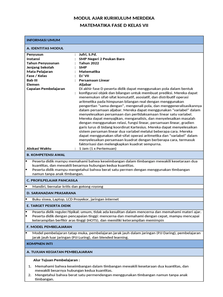 MA Fase D7 Matematika Bab 3 | PDF