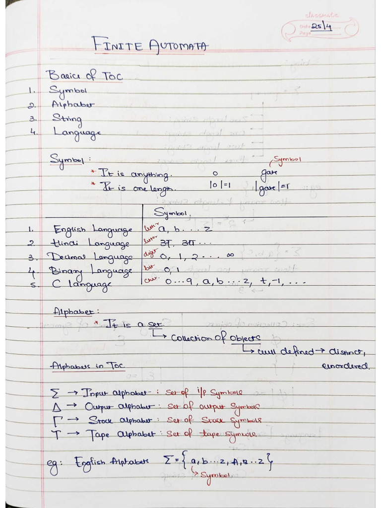 Theory of Computation Handwritten Notes | PDF Theory of Computation Handwritten Notes | PDF