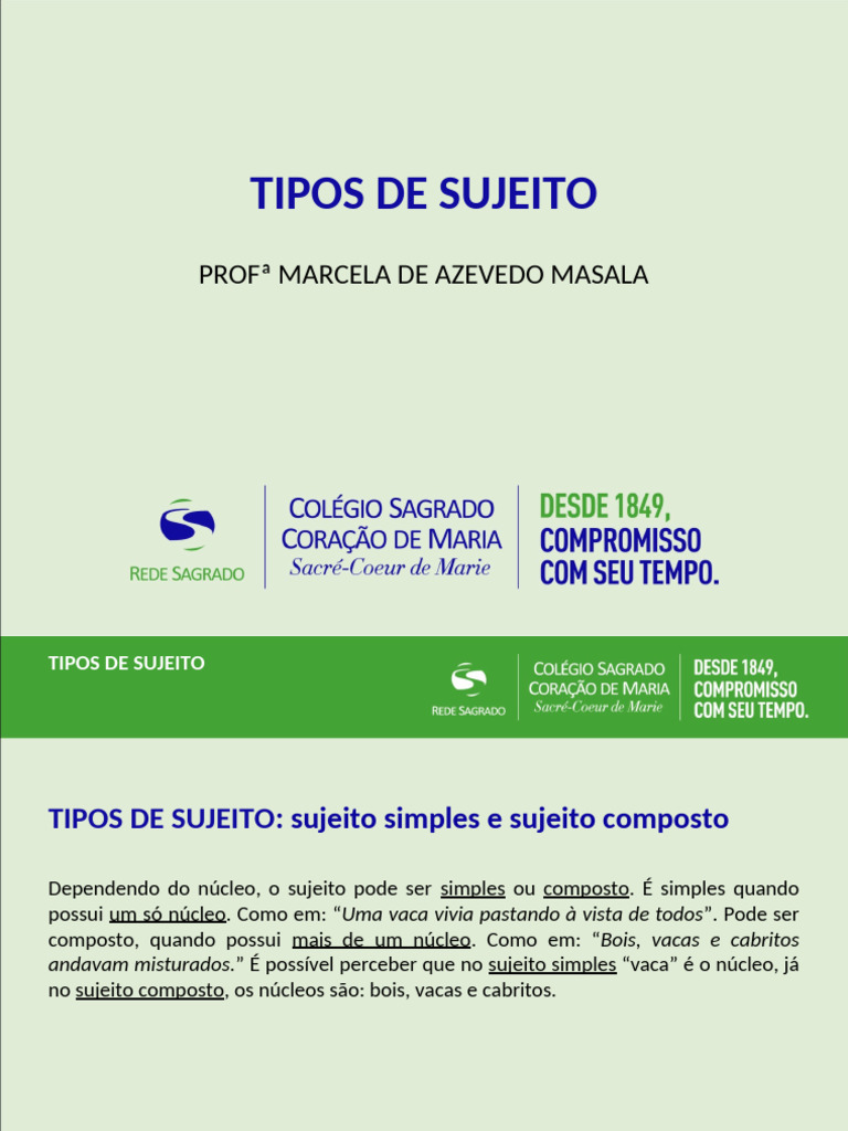 SLIDE Tipos de Sujeito | PDF