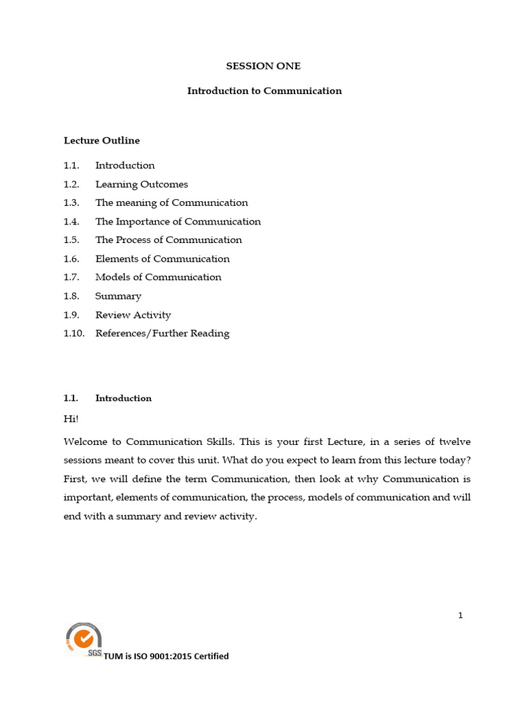 SESSION ONE Introduction | PDF