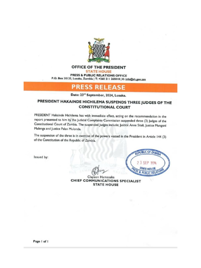 Press Statement On The 3 Judges | PDF