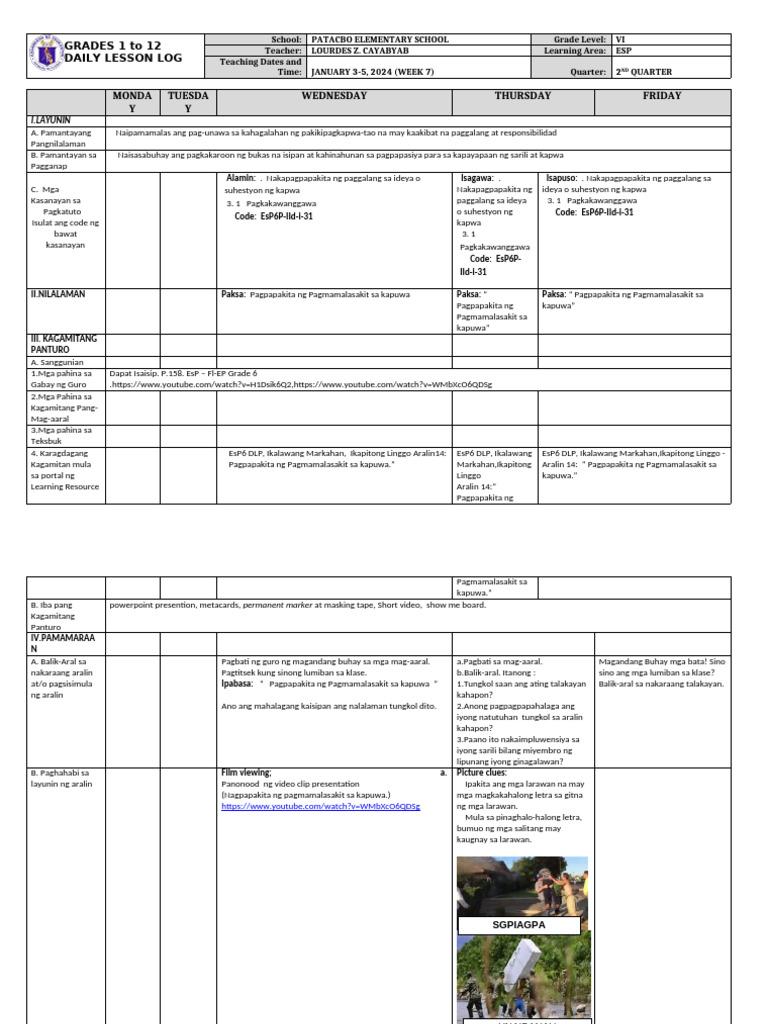 DLL - Esp 6 - Q2 - W7 | PDF