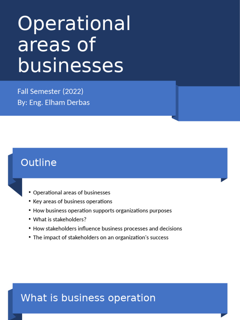 Topic 7 Operational Areas of Businesses and Stakeholders V2 | PDF