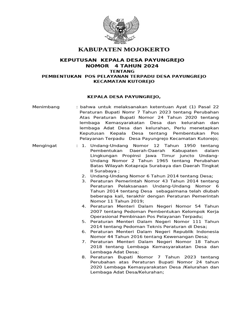 Contoh Draft SK Posyandu | PDF