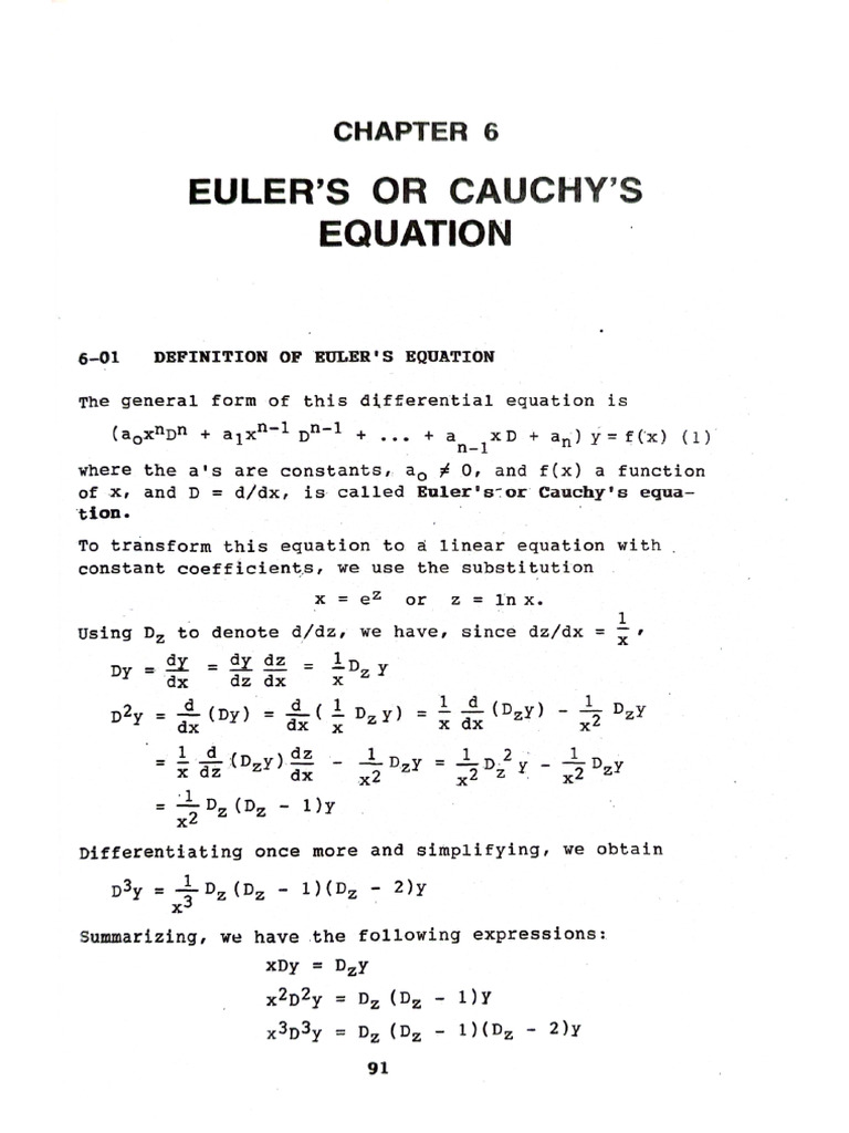 Chapter 6 Eulers Or Cauchy Equations Pdf