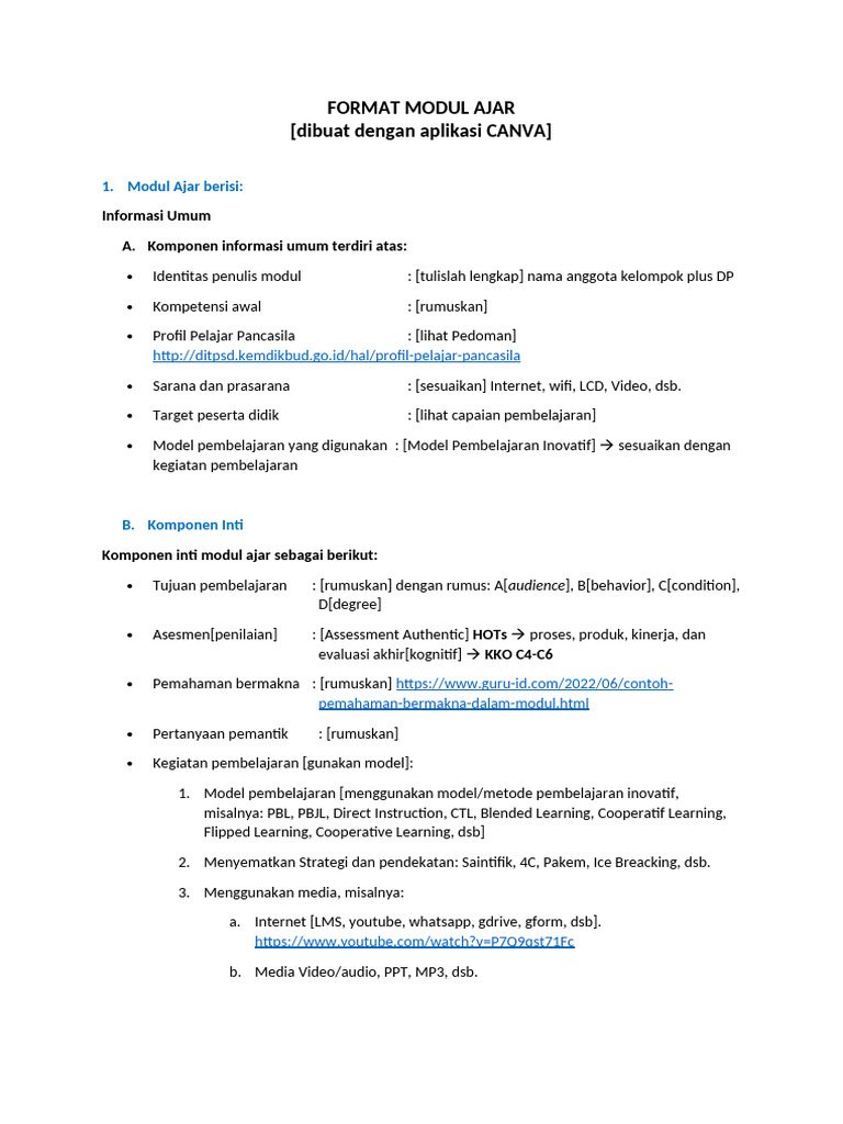 Format Modul Ajar | PDF