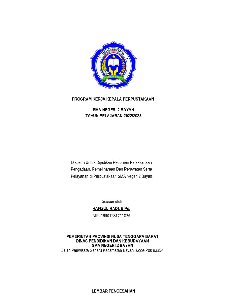 PROGRAM-KEPALA PERPUSTAKAAN SEKOLAH Tetu Tetu | PDF