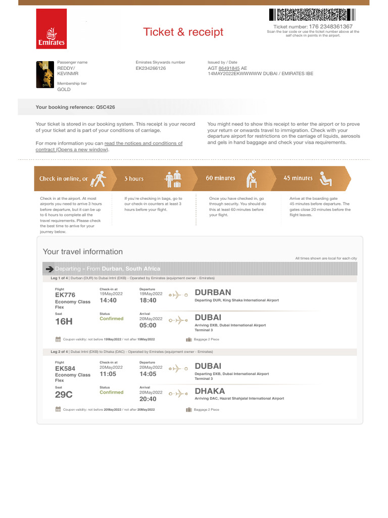 Ticket & Receipt: Your Travel Information | PDF