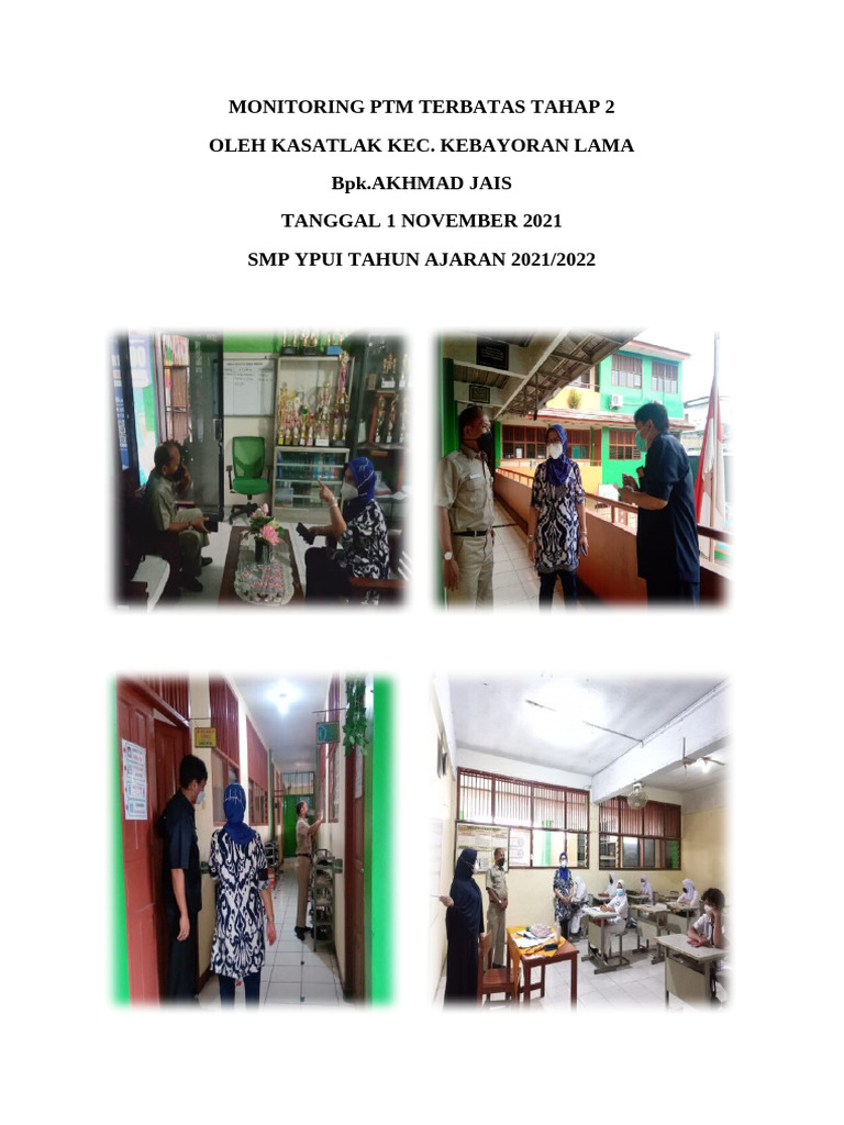 Monitoring PTM Terbatas Tahap 2 Oleh Kasatlak Kec | PDF