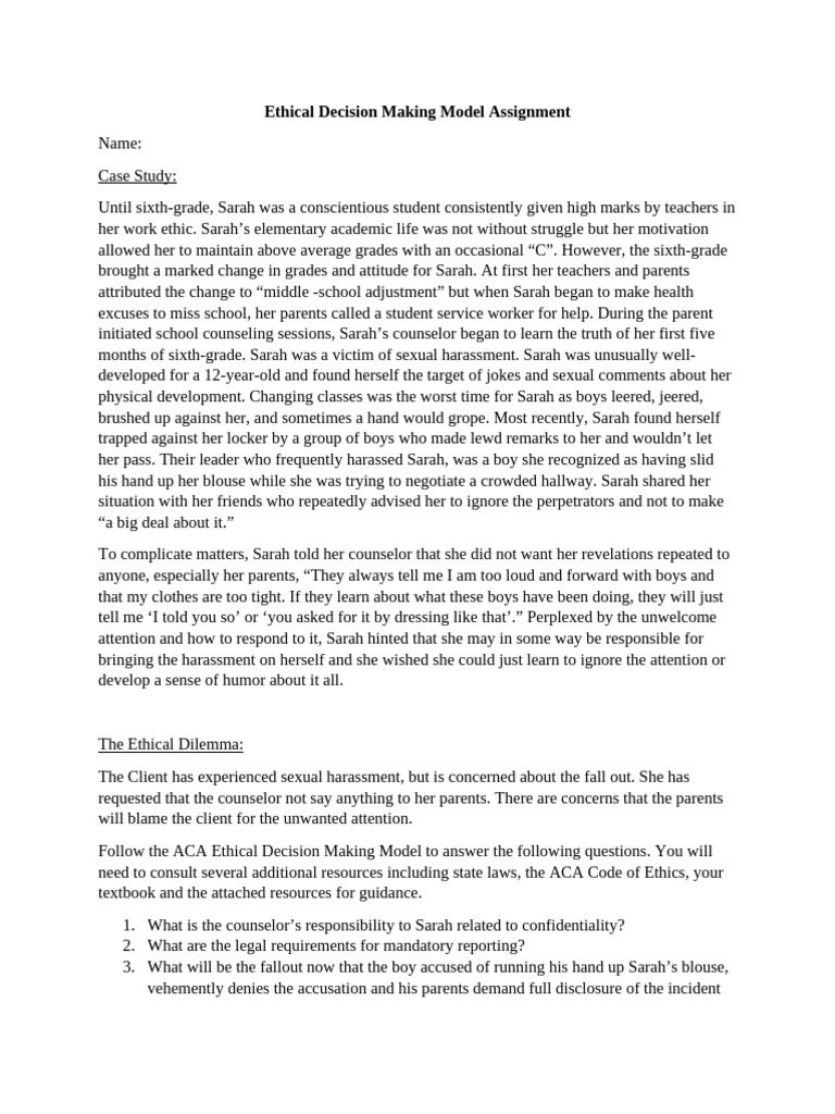 Ethical Decision Making Model Assignment | PDF