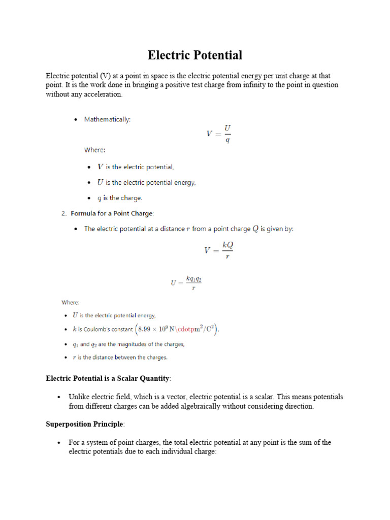 Electric Potential Notes | PDF
