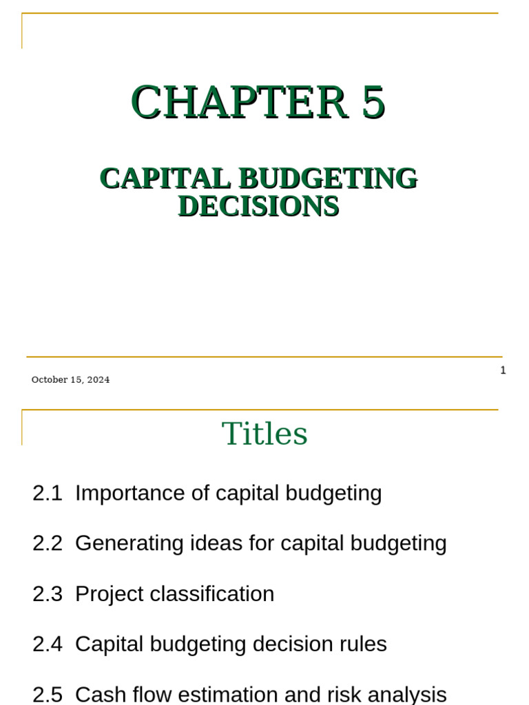 Chapter 5 Capital Budgeting Decisions | PDF