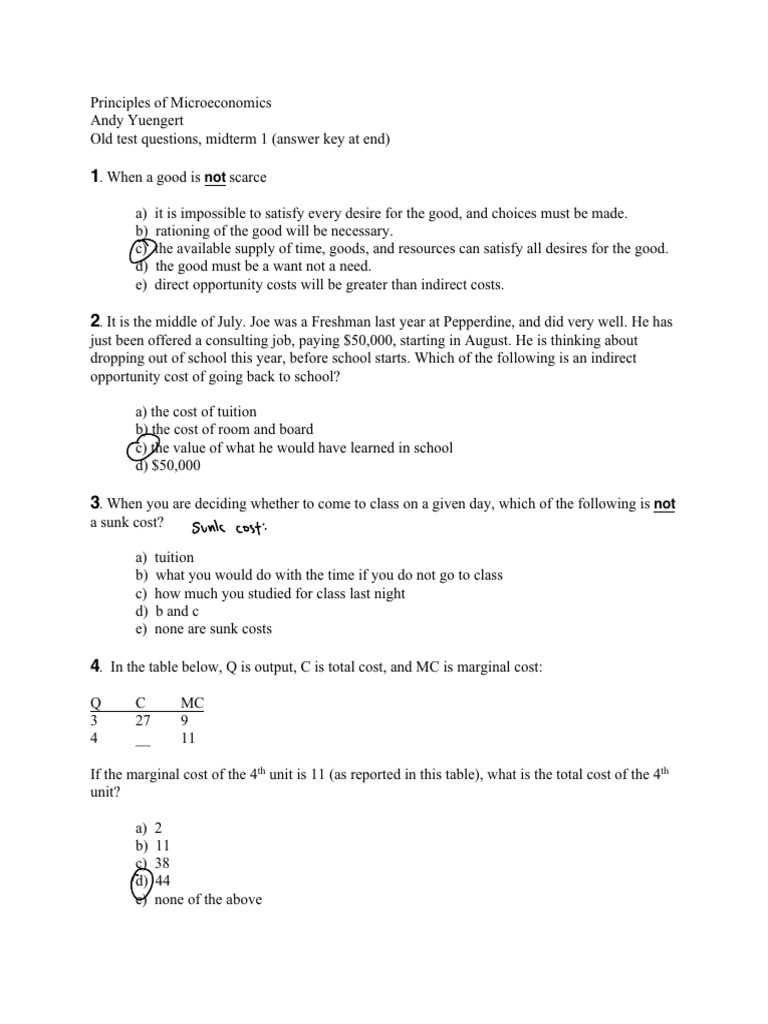Old Test Questions Midterm 1 | PDF
