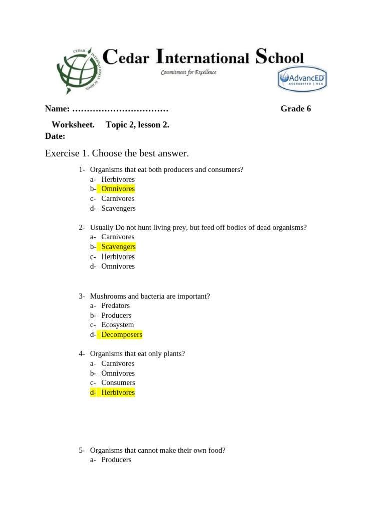 Gr-6 Worksheet 4. Topic 2.lesson - 2 - AK | PDF