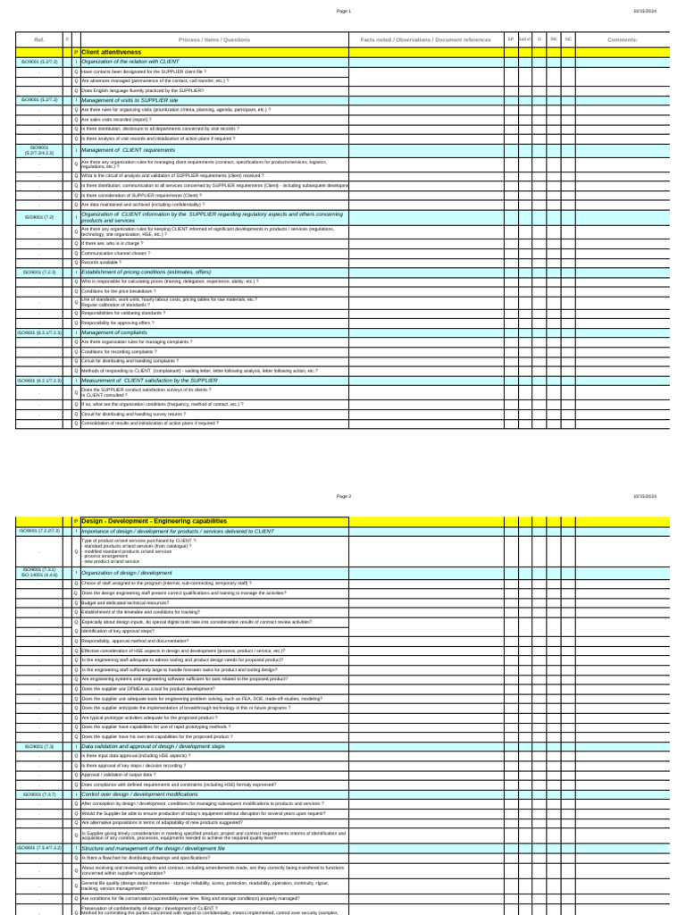 Check List iSO 9001 | PDF