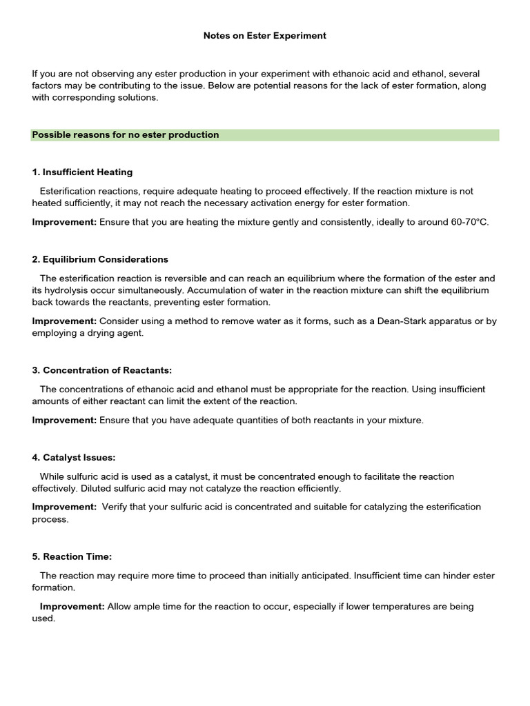 Notes On Ester Experiment | PDF