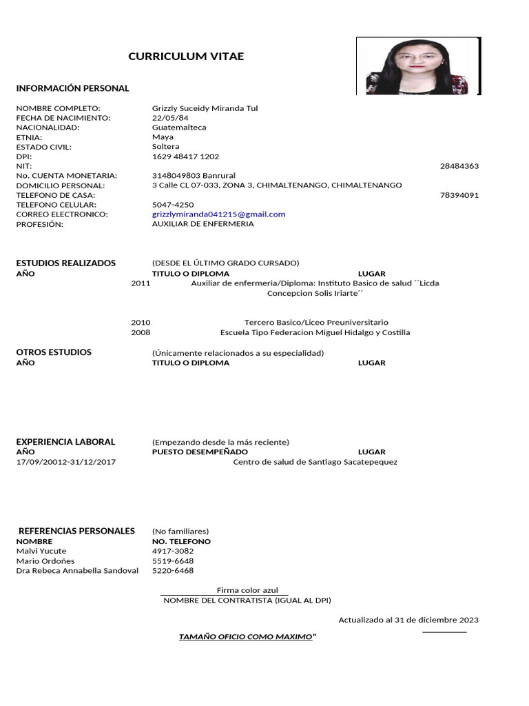 FORMATO CV 2024 Grizzly | PDF