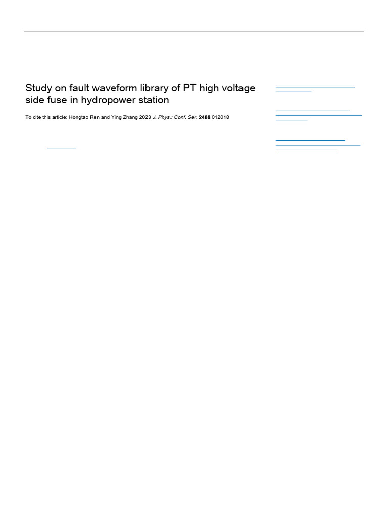 Study on fault waveform library of PT high voltage | PDF