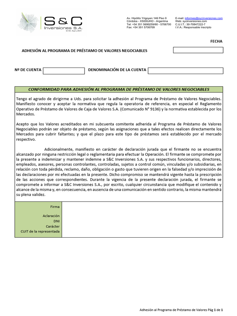 Adhesio N Al Programa de Pre Stamo de Valores Negociables V1.15112022 1 ...