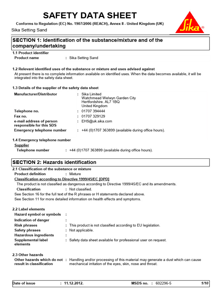 Sika Setting Sand | PDF