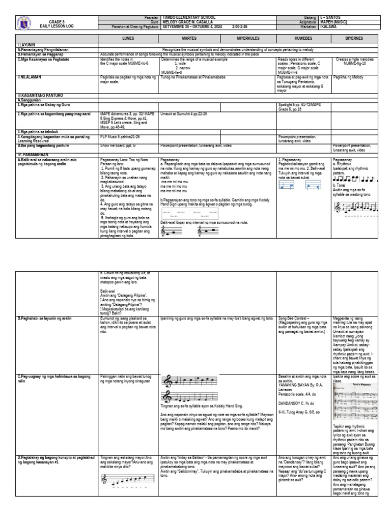 Q2 DLL Mapeh - 5 Week 2 | PDF