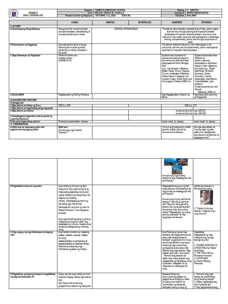 Q2 DLL Mapeh - 5 Week 3 | PDF