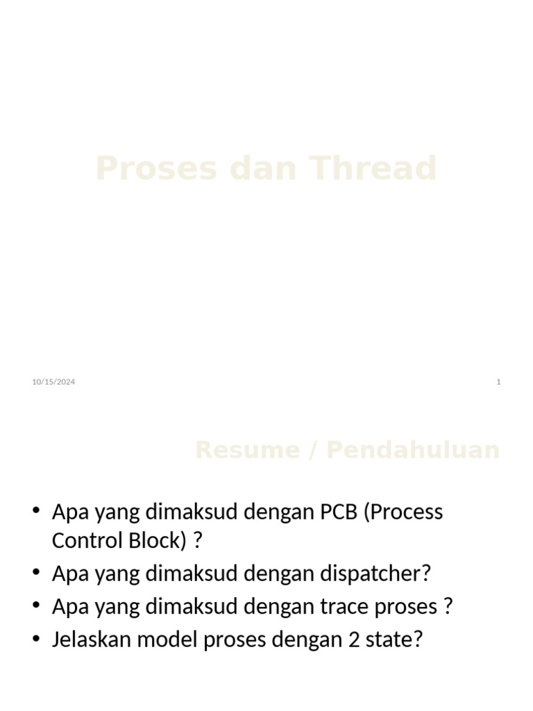 Proses dan Thread dalam OS | PDF | Computer Hardware | Computers