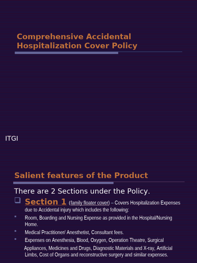 Comprehensive Accidental Hospitalization Cover Policy | PDF