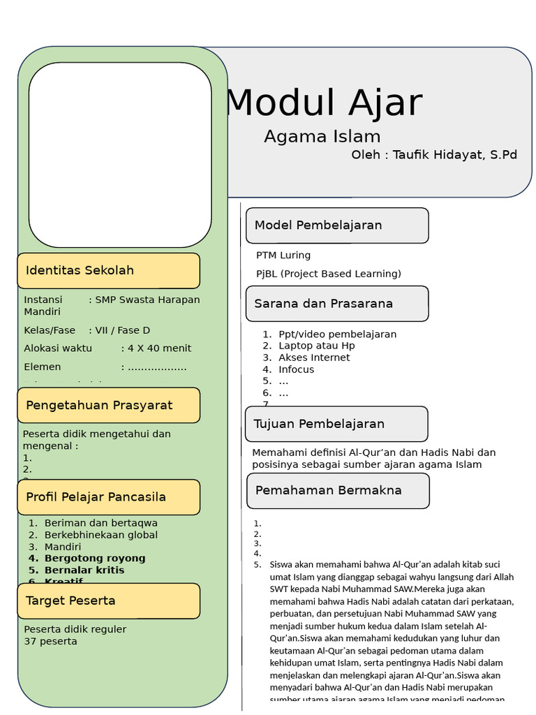 Modul Ajar (Agama Islam) | PDF