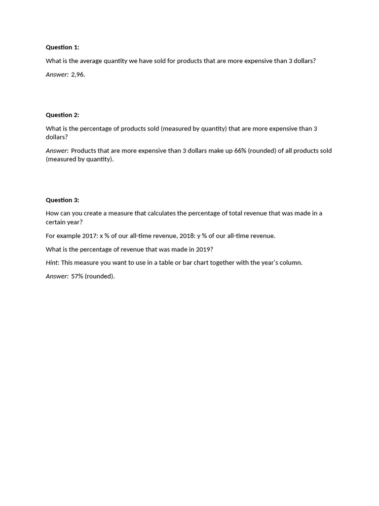DAX Question 2 | PDF
