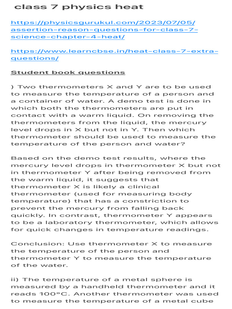 Class 7 Physics Heat | PDF
