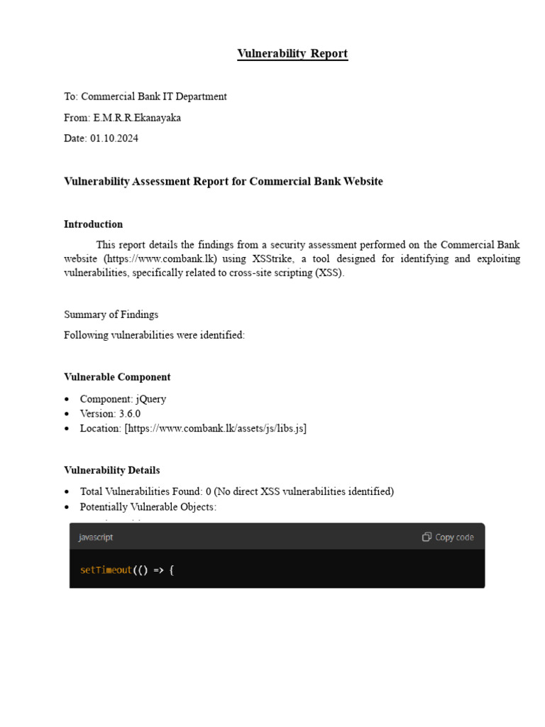 Commercial Bank (Vulnerability Report) | PDF