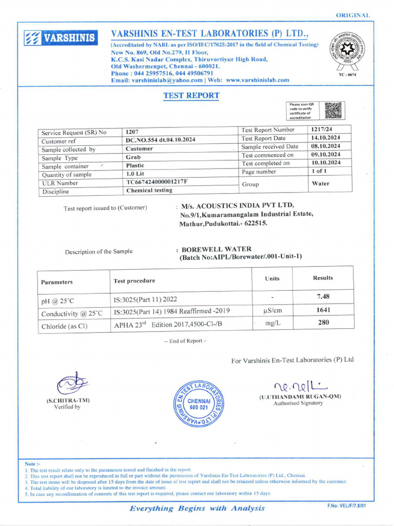 Water Test Report | PDF